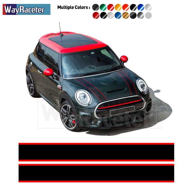 Hood Car Decal Engine Cover Rally e Bonnet Stripe Sticker Para Sa MINI ...