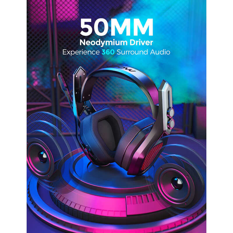Pro Mpow Iron Wireless Gaming Headset Usb/3.5Mm Headphone With Noise ...