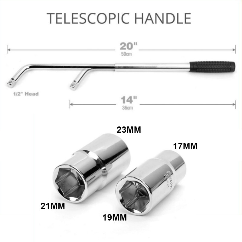 Car Tire Wrench L-Type Heavy Duty Telescopic Tire Wrench Mobile Socket ...