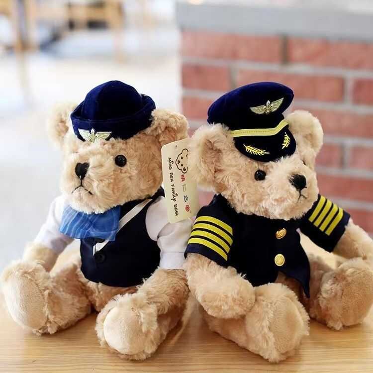 New Captain Bear Doll Flight Attendant Uniform Bear Plush Toy Aviation ...