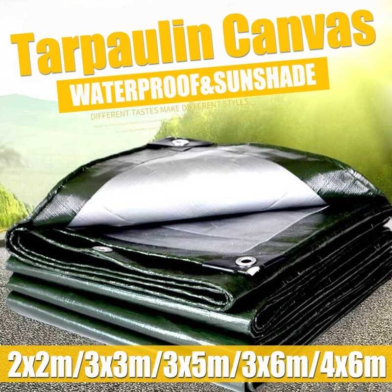 【Free Rope】Tarpau Canvas Canopy Sunshade Insulation Tarp Waterproof ...