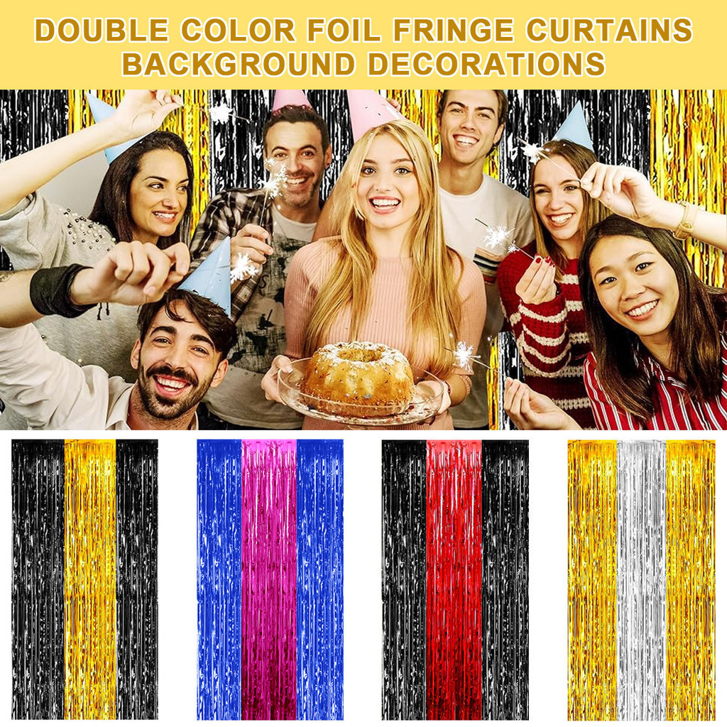 2Meter Rain Silk Foil Curtain Backdrop Metallic Foil Curtain Party ...