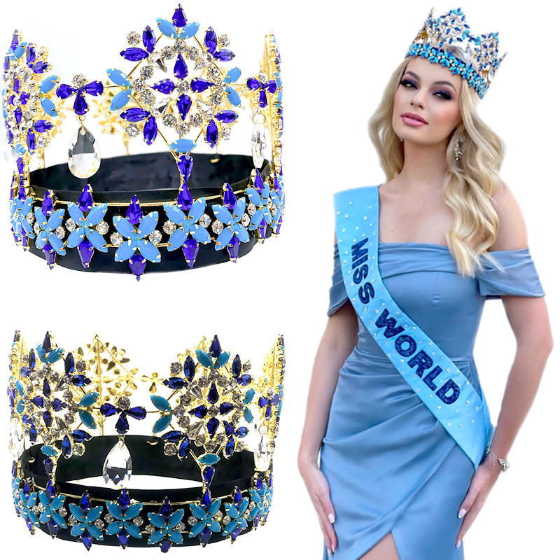Levery Miss World Crown with Shining Rhinestone Full Circle Large Crown ...