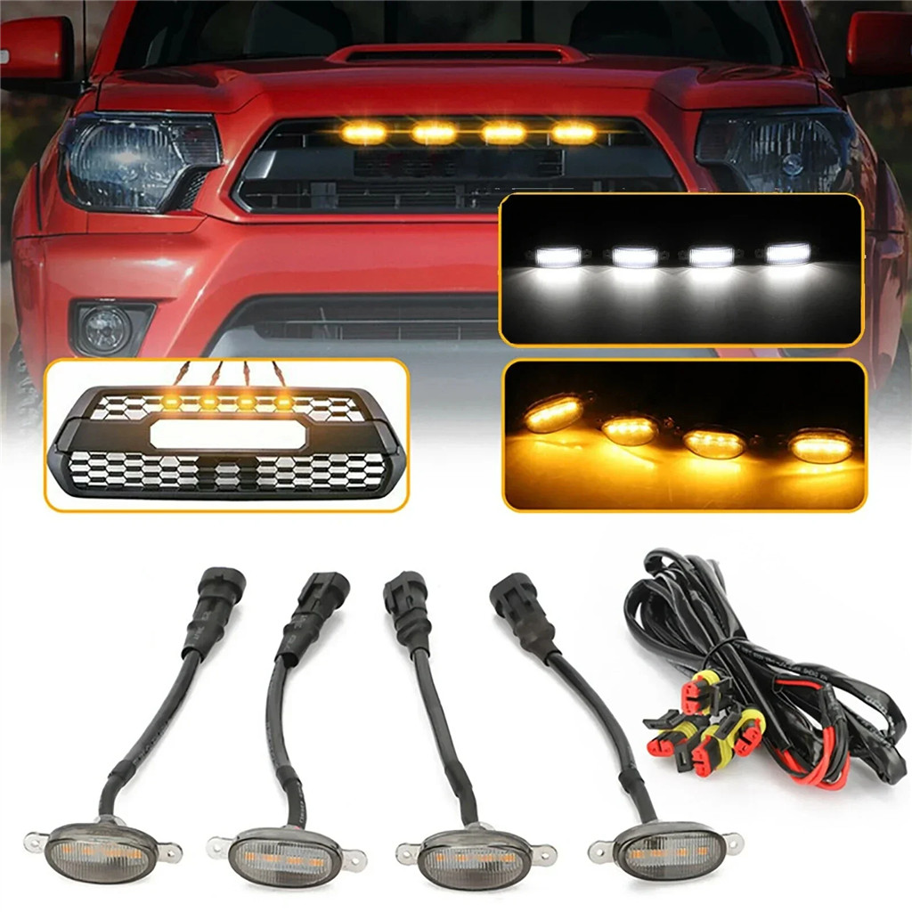 4/5/6/in1 Universal Car LED Grille Light Smoked Shell Amber Grill Light ...