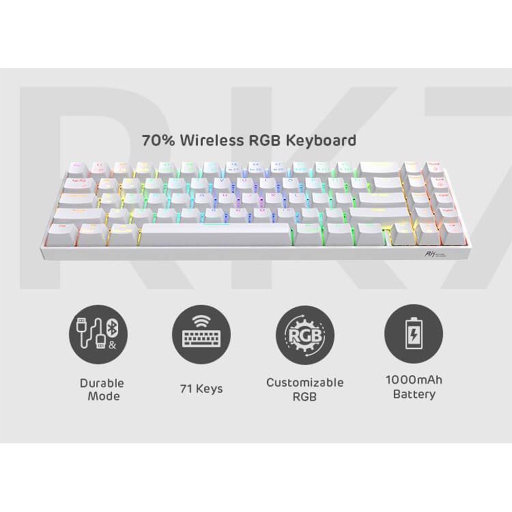 ۞ Royal Kludge RK71 Dual-mode RGB 71 Keys Hot Swappable Mechanical ...
