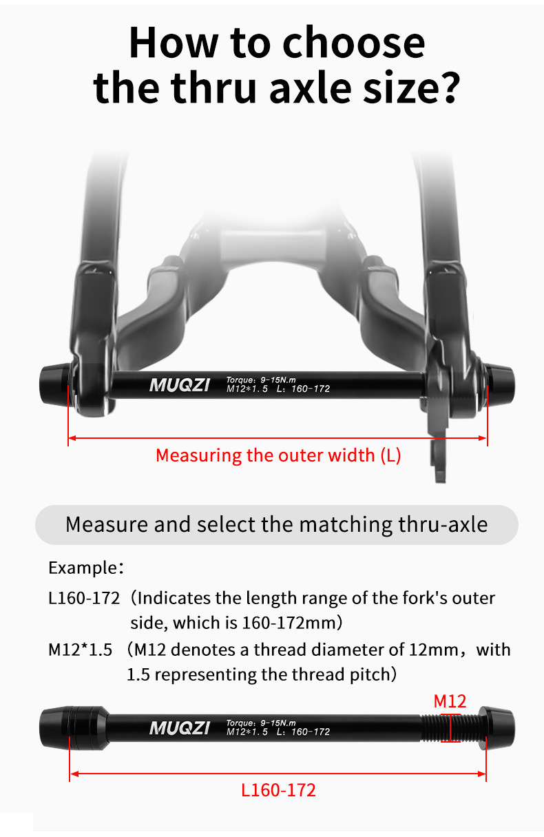 MUQZI Trainer Thru Axle M12 x 1.5/1.75 Thread Indoor Bike Trainer Stand ...