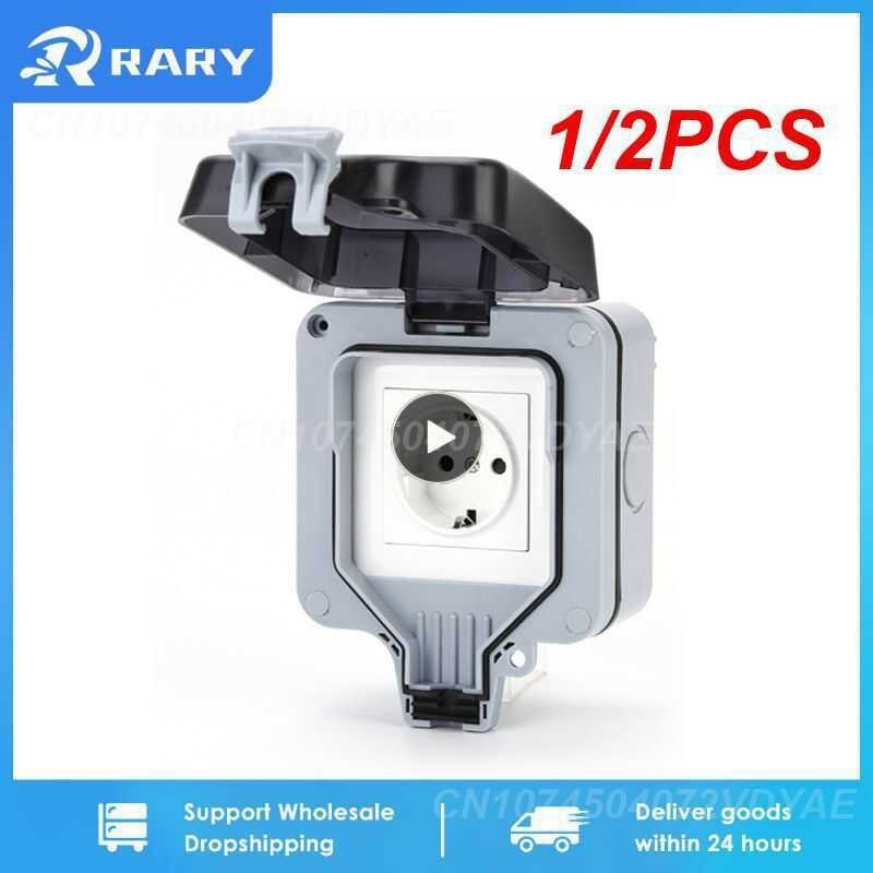High Quality 1/2Pcs Ip66 Weatherproof Outdoor Wall Power Socket 16A ...