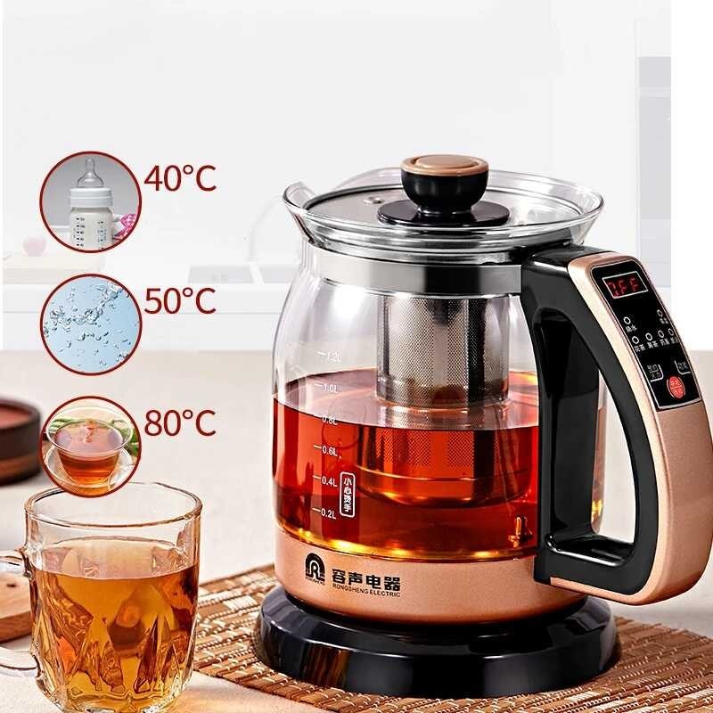 LCD Display 1.2L Electric Kettle Glass Teapot Multifunction Health ...