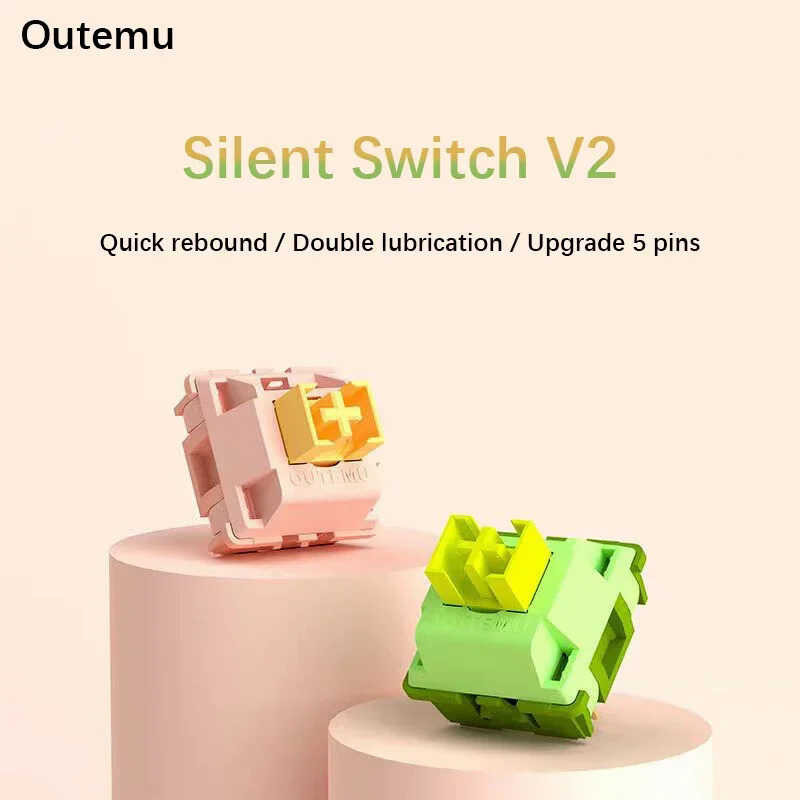 Outemu Switch Peach Lubed Silent Lemon V2 Switches Mechanical Keyboard Linear Tactile 5Pin es ...