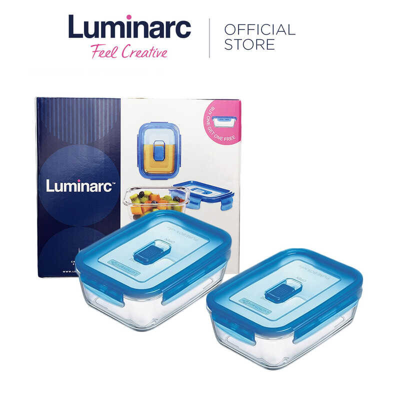 Luminarc Pure Box 2pc 385ML Container Microwaveable, Oven Safe Tempered ...