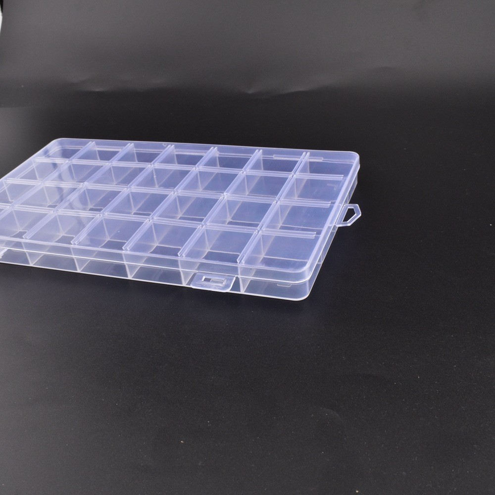【p2s448】Fixed 28 grid transparent plastic storage box beaded box square ...