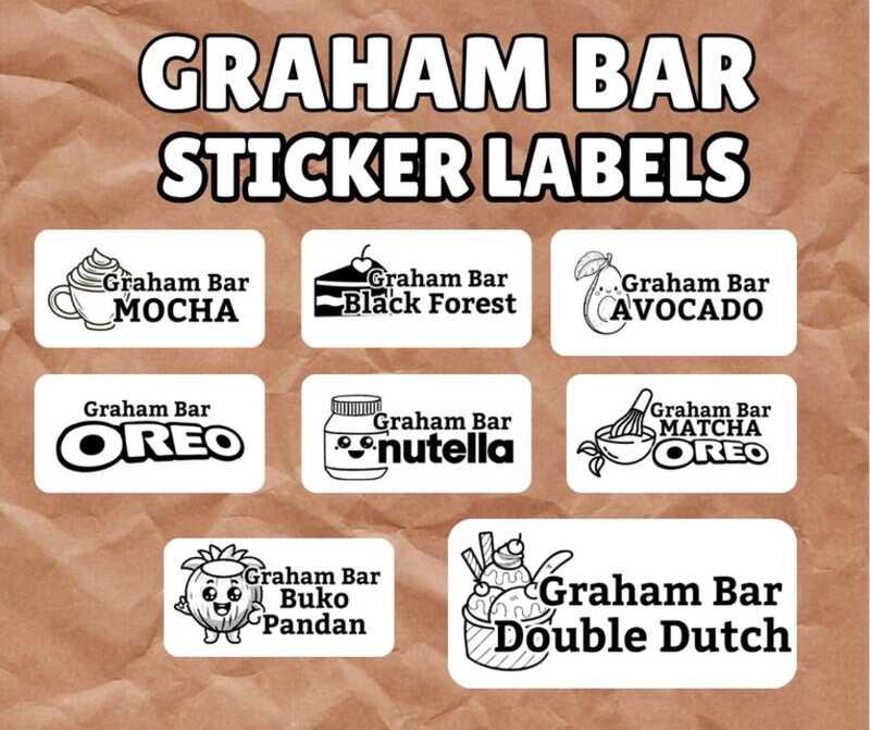 100 Pcs Label Sticker For Graham Bar Black And White Print | Shopee ...