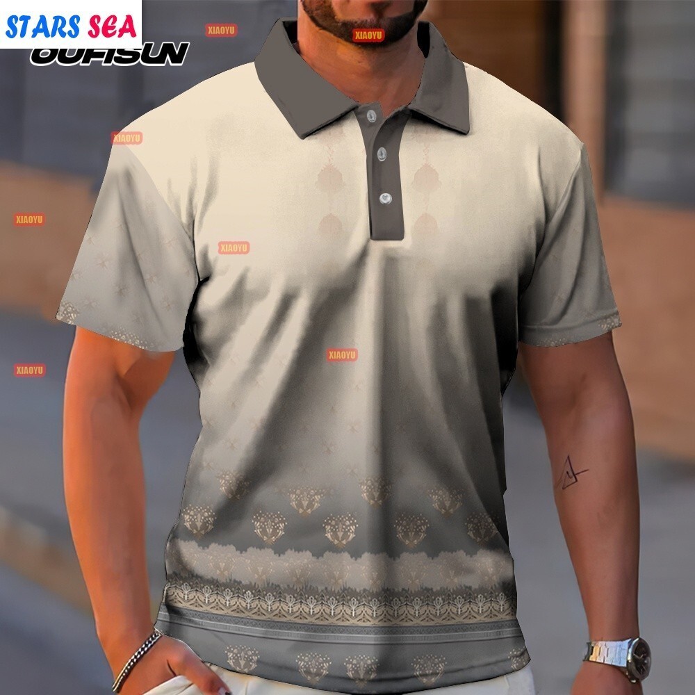 2025 New Retro Ethnic Style Red Polo Shirt Modern Barong Top ...