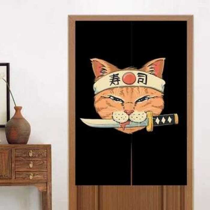 Hotel and Commercial Sushi Shop Fabric Partition, Cartoon Door, Cat ...