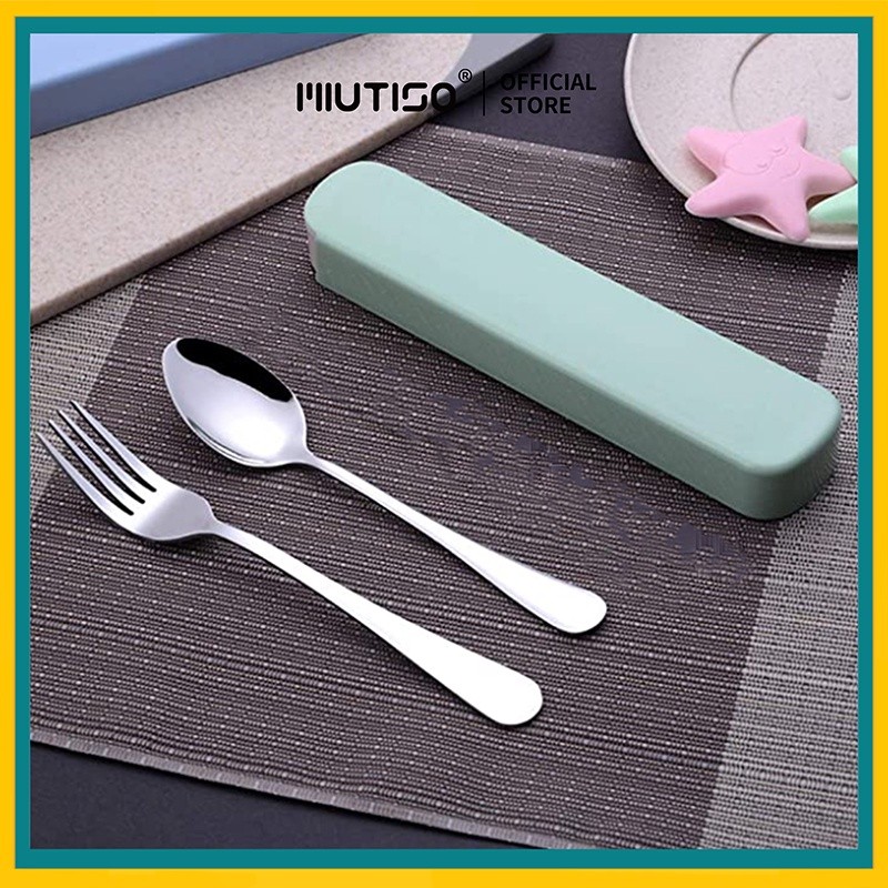 ♞Miutiso Cutlery Set Stainless Steel Fork and Spoon with Portable ...