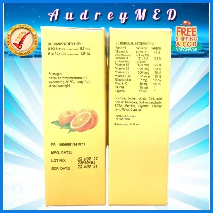 ⭐ ♨ EURIVIT Oral Drops (Taurine + L-Lysine + Vit B-Complex, C & D) 30mL ...