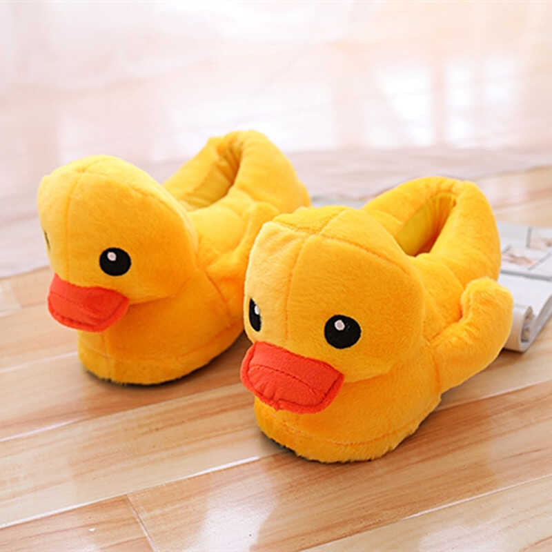 Ng Katunayan Taglamig Cartoon Yellow Duck Fuzzy Slippers Cute Plush ...
