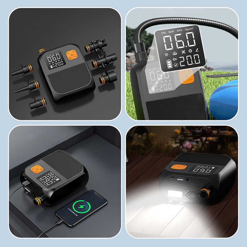 Wireless 8000Mah 80W Electric LED Lighting Air Compressor Sup Iatable ...