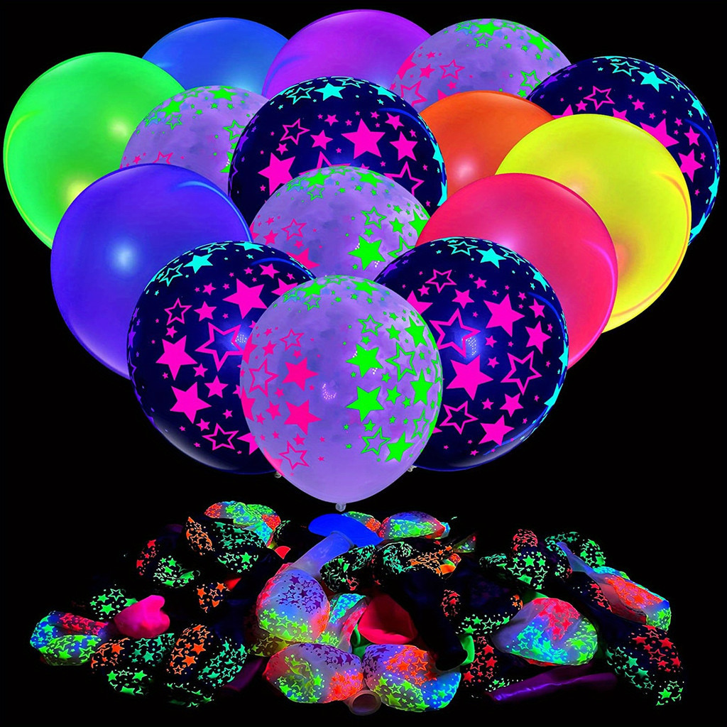 30/10pcs 12inch Neon Glowing Balloons UV Neon Balloons Glow in the Dark ...