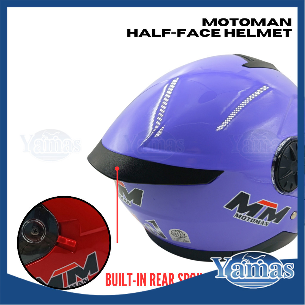 MOTOMAN HALF FACE HELMET MTM-102 MOTORCYCLE PROTECTIVE GEARS YAMAS ...