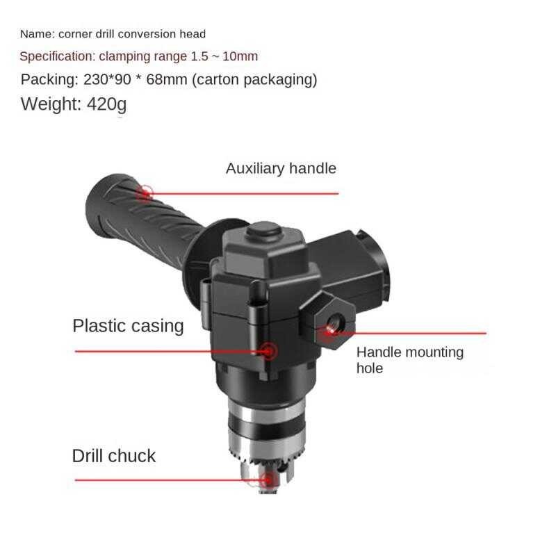 Electric Hand Drill For Narrow Spaces Right Angle Bend Extension Chuck ...
