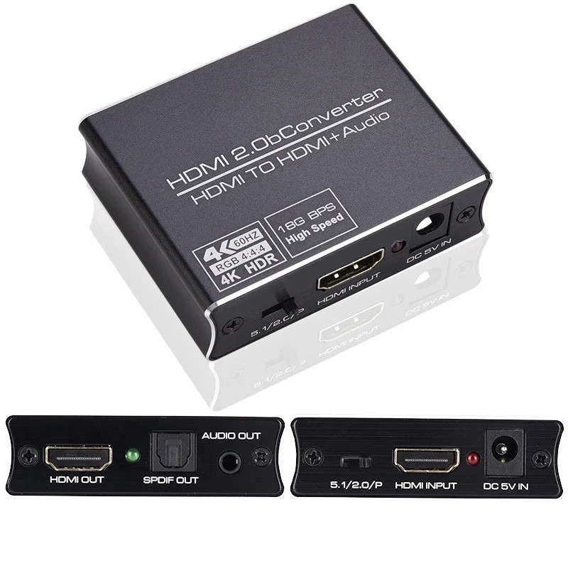 HDMI 2.0b Audio Extractor 4K 60Hz HDR Video Converter COAXIAL SPDIF 3 ...