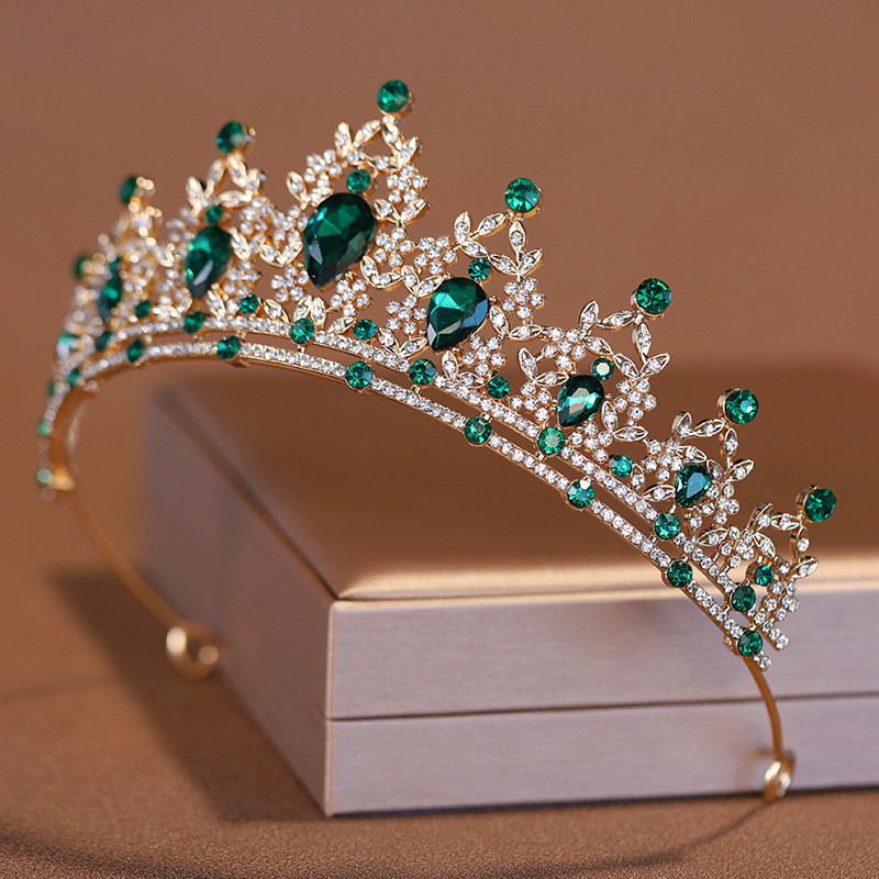 Bridal Headwear Green-Colour Women's Fashion Party Crown Girl ...