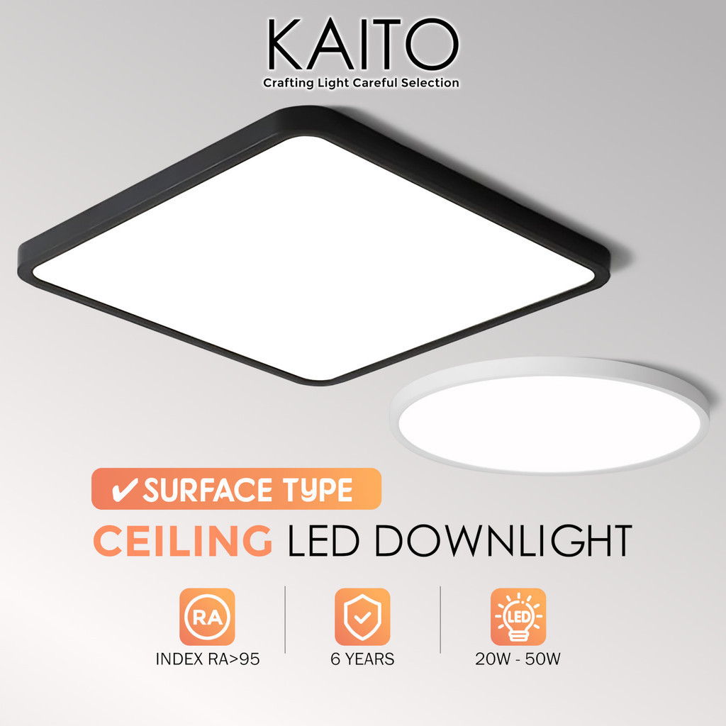 KAITO Ultra Slim LED Surface Downlight 20W 30W 40W Lampu Led Siling ...