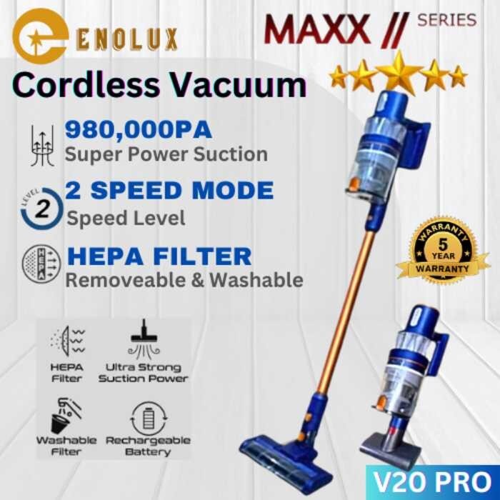 ENOLUX V20 Pro Maxx Cyclone Series *Free Dust Mite* High Suction 980,000PA Cordless Wireless ...