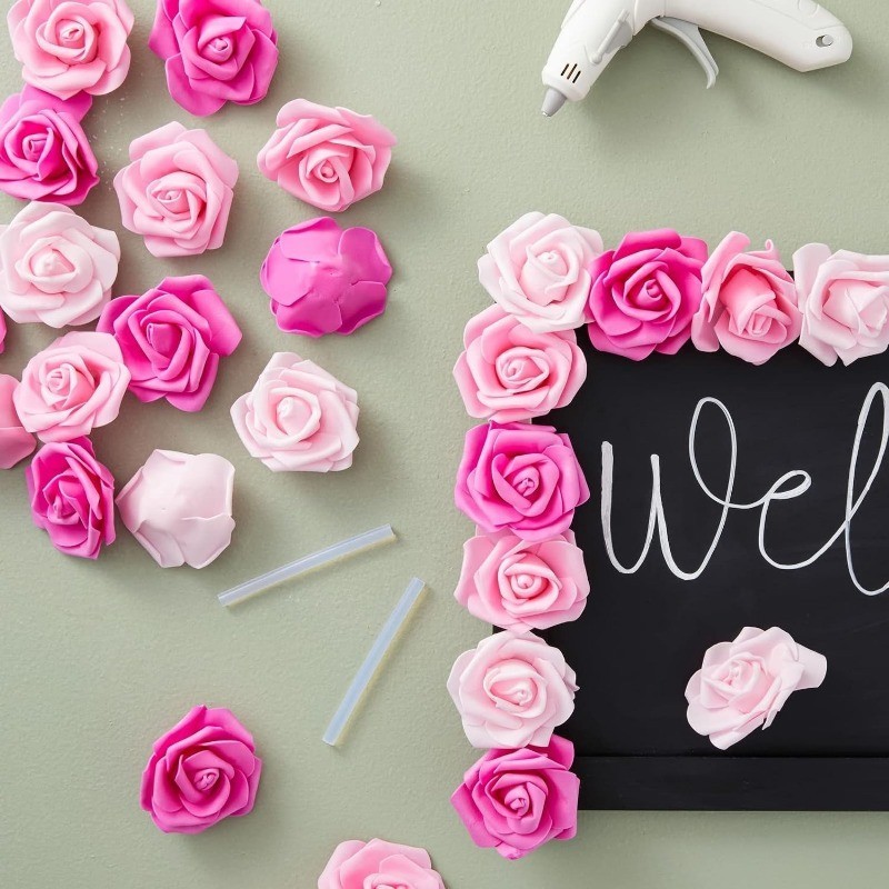 10PCS 7.6 CM Artificial Rose Heads Bulk Real Looking Faux Roses Foam ...