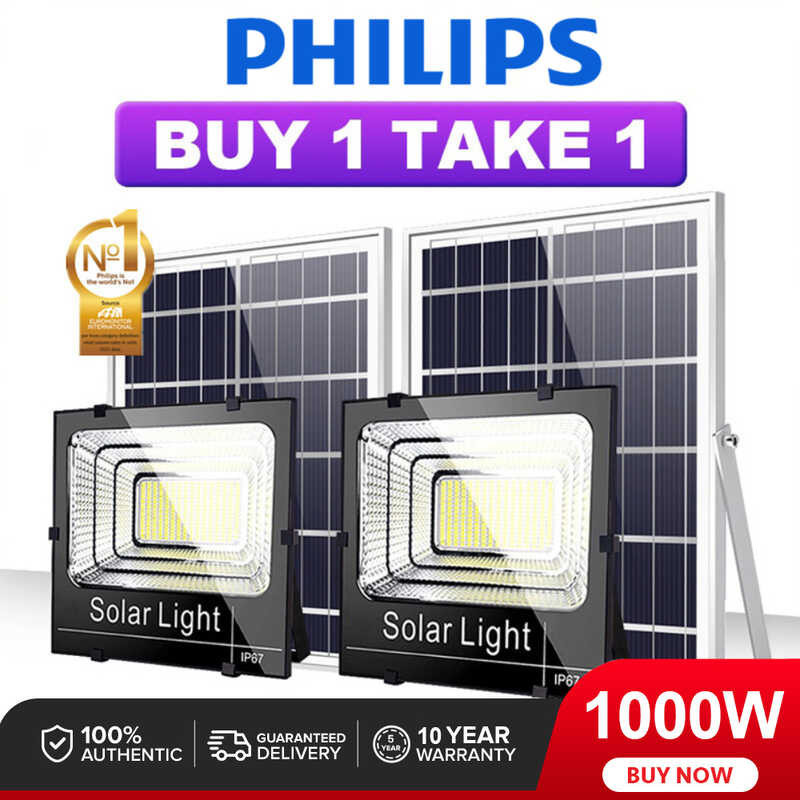 PHILIPS High Brightness 1000W Outdoor LED Sensor Light Waterproof Solar Flood Street lamp Energy ...