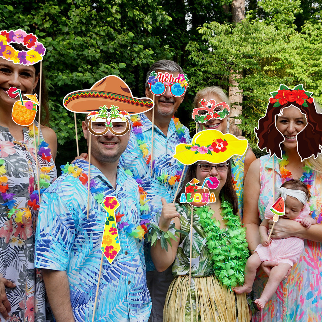 30pcs Hawaiian Photo Booth Props Set Hawaiian Party Photography Summer ...