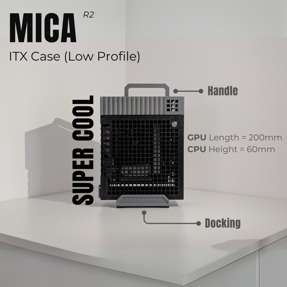 [ Mica R2 ] Itx Case Mini Itx Mini Case [ 5 5l 530g Ultra Portable Low Profile Gpu Tfx