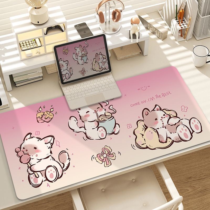 Cartoon Cat Mouse Pad Super Large Game Mouse Pad Girl Heart Cute Desk ...