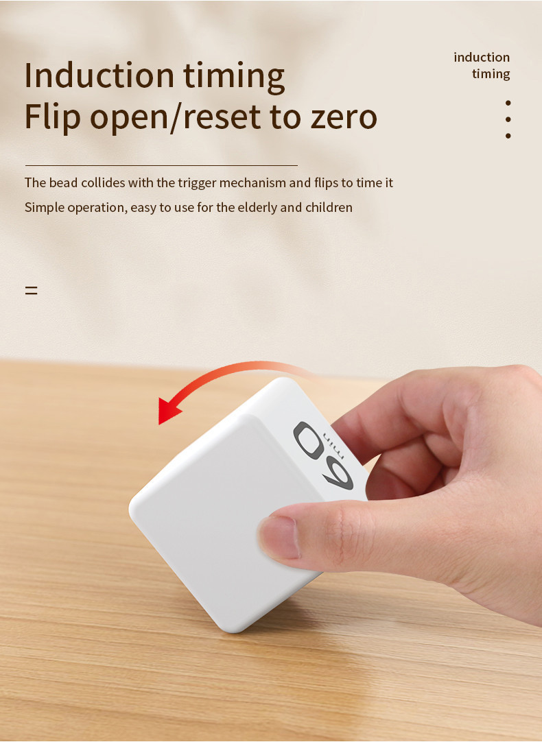 Digital Cube Timer Adjustable Sound & Vibration Rotation Kitchen Timer ...