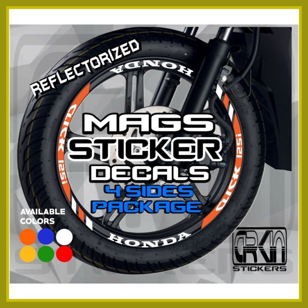 ⚽ ☑ Click 125i Reflectorize mags sticker (set for 2 wheels front and ...