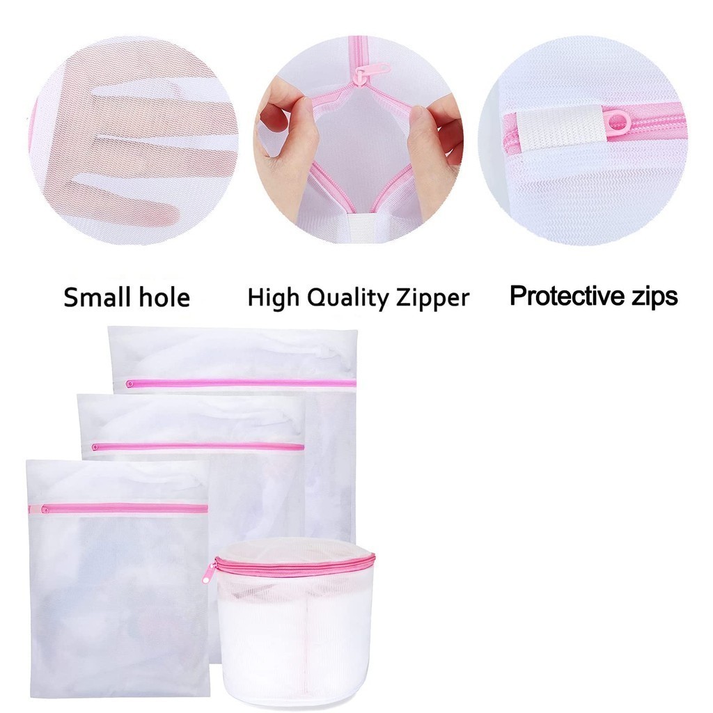 4in1 WASHING BAGS LAUNDRY MESH ZIPPED WASHING MACHINE BAG FOR BRA,SOCKS ...