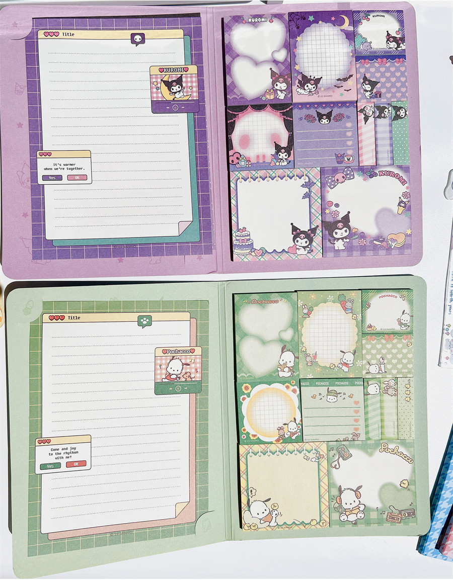 Cute Sanrio Kuromi Sticky Notepad Cartoon Melody Set Note Book ...