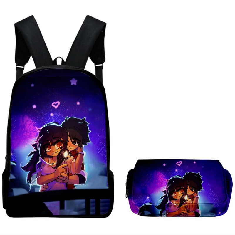 Aphmau Bilang 2Pcsset Isang Cat Backpack 3D Print School Bag Sets Para ...