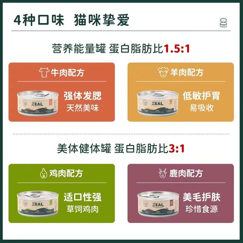 Zeal Cat Staple Food Grain Free High Protein Canned Cats Wet Food Shiny ...