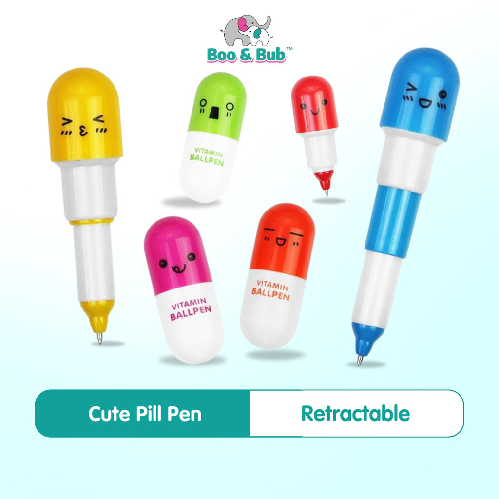 Cute Pill Pen Cartoon Expression Retractable Vitamin Capsule Pen ...