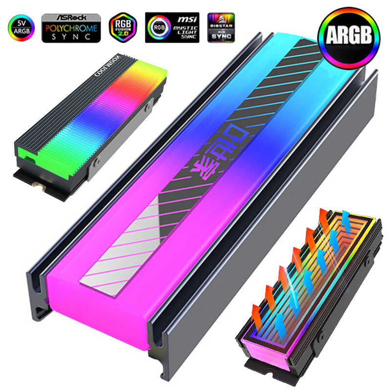 SSD Hard Disk Aluminum M2 Radiator 5V 3Pin ARGB Aura Sync M.2 2280 NVME ...