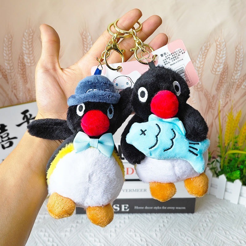 Cartoon Tourist Hat Penguin Keychain Cute Pingu Plush Key Ring for ...