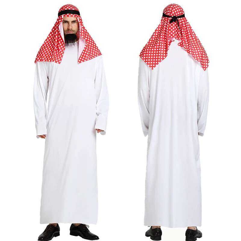 Tt Middle East Adult Men Arabian Sheikh Costume White Robe Halloween ...