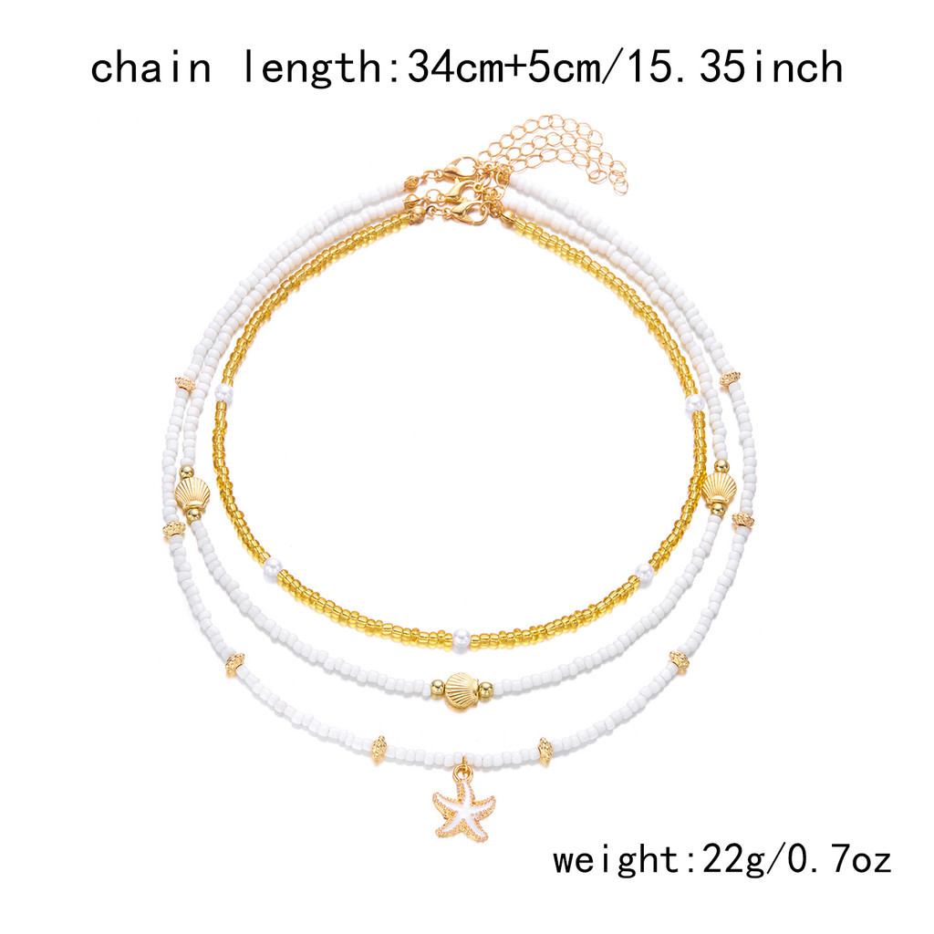 Bohemian Starfish Shell Necklace Fishtail Pearl Multilayer Chain ...