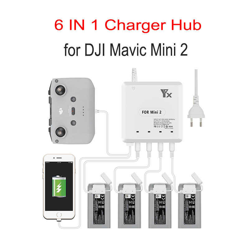 6 1 Para Sa DJI Mavic Mini 2/Se Drone Charging Hub Fast Smart Battery ...