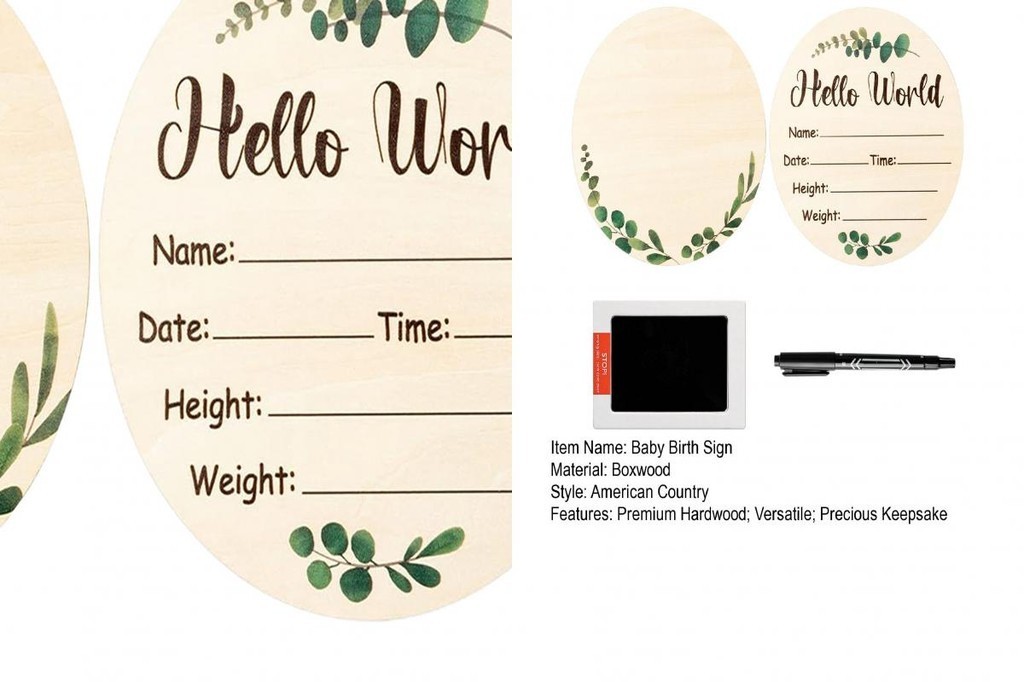 YX Wooden Baby Birth Announcement Sign Baby Milestone Marker Pen ...