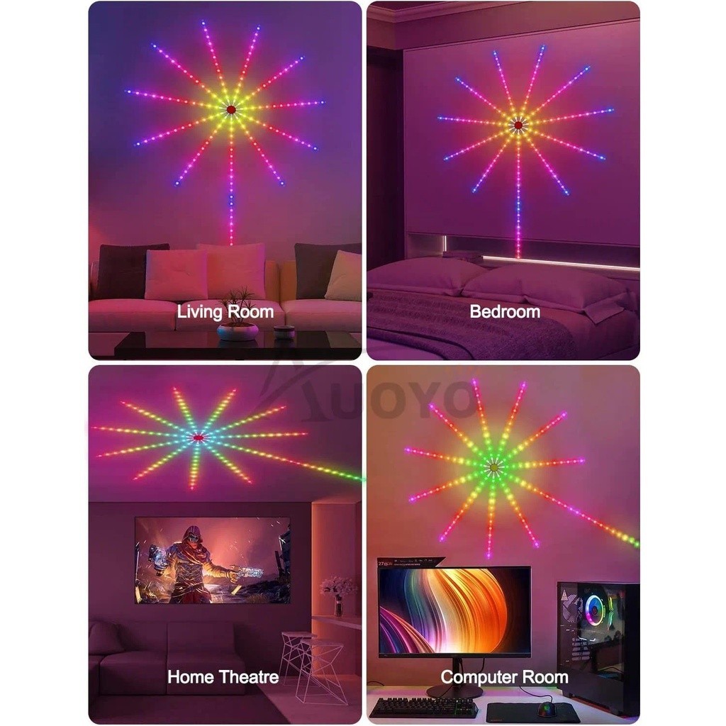 LED Firework Fairy Lights - 5050 RGB Strip Smart Flexible Music Sync ...