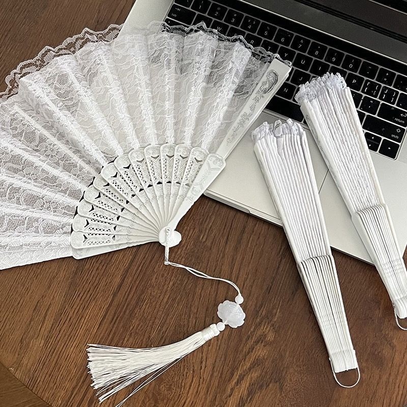 Lace Folding Hand Fan Craft Fan Chinese Style Dance Cloth Folding Fan ...