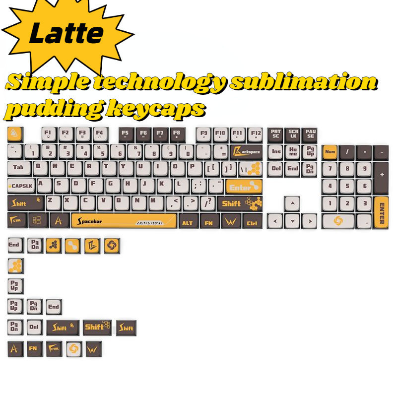 Off-white Latte Pudding Keycaps PBT Sublimation 125 Keys Original for ...